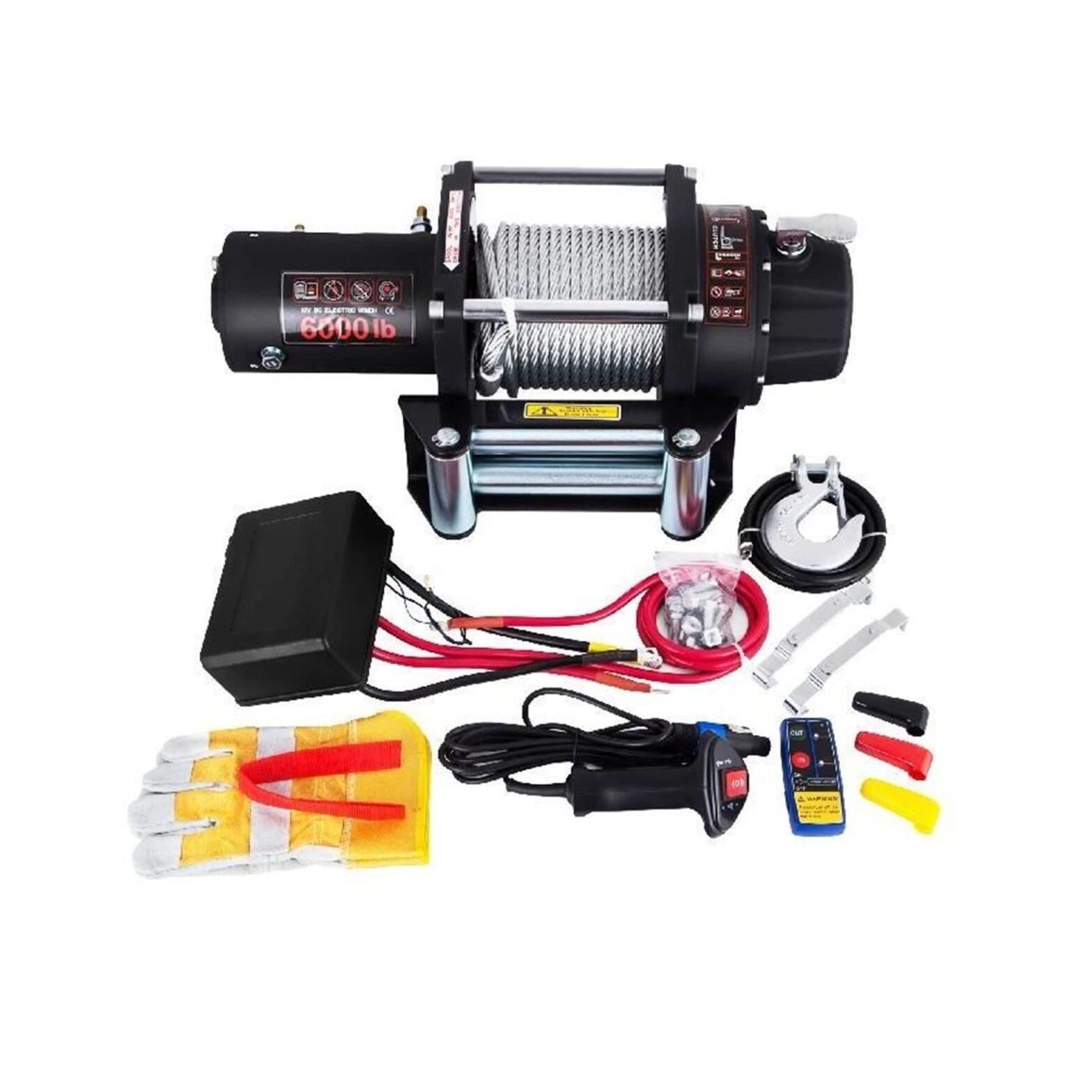6000LBS 12V Electric Winch For 4X4 13M Steel Cable Car Trailer Ropes ...